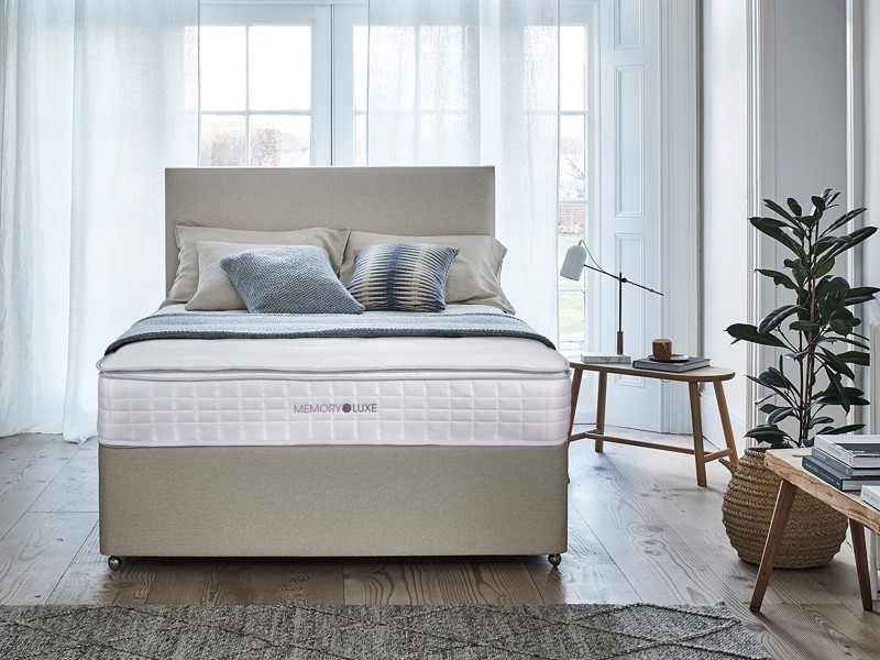 Sleepeezee Memory Luxe Silver King Size Divan Bed | Land of Beds