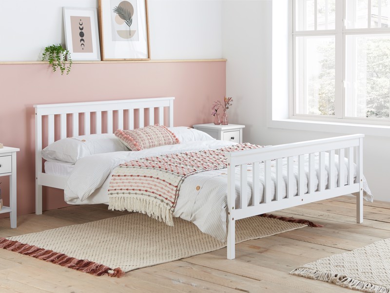 White wooden small double bed store