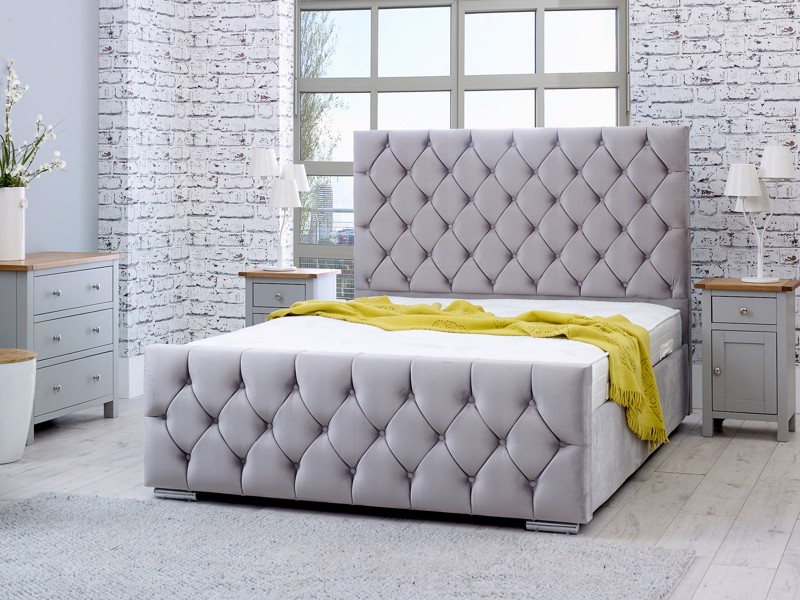 Fabric platform bed king store